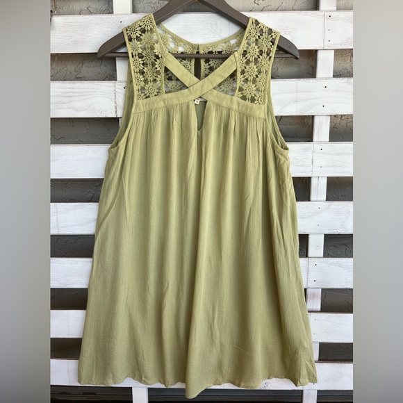 entro | Dresses | Entro Tunic Mini Dress Bohemian Sage Green Lace ...